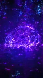 Futuristic AI Brain Digital Network with Moving Data