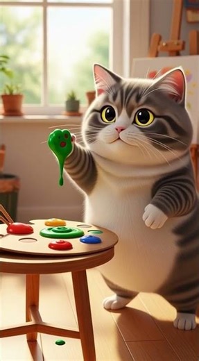 When a Kitten Decides to Become an Artist... And Outdoes Picasso! 🎨😹 #cat #artist #funny