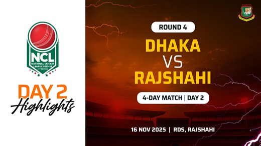 Highlights | 27th National Cricket League (NCL), 2025-2026 | Dhaka VS Rajshahi | RDS, Rajshahi | Round 4 | 4-Day Match | Day 2 #NCL2025 #BCB #BangladeshCricket #Bangladesh #Cricket #Tigers #BangladeshTigers #TigersForever #FirstClass | Bangladesh Cricket : The Tigers