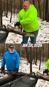 Mike cuts sassafras log off polar trailer as I feed it to him #firewood #cuttingwood #firewoodbusiness #stihl #stihlchainsaw | Joe's Premium Firewood