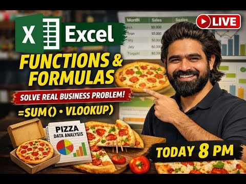Excel Live Class | Functions & Formulas with Real Business Problem (Pizza Sales Data) | Data Analyst