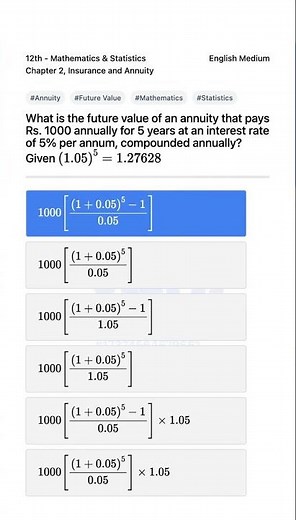 Future Value of Annuity 12th Math Statistics