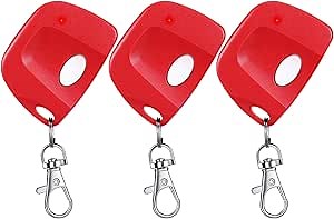 Kingdder 3 Pcs 8 Dip Switch 310mhz Garage Door Remote Compatible with Linear Delta 3 (DT DTA DTD DTC DNT00002A) Gate Opener Remote with Keychain (Red,White Button)
