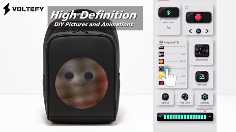 LED Backpack, Motorcycle Backpack with Programmable Screen, LED Bookbag, Large laptop Bag for women and men, Digital Screen Carry-On Bag for Traveling