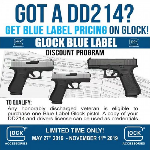 GOT A DD214? Glock VET Program. GLOCK Blue Label Pricing.