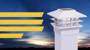 GreenLighting Executive Two Tier 12 Lumen Solar Post Cap Lights - LED Fence Solar Post Lights Outdoor Waterproof - Solar Deck Post Lights Solar Powered 4x4 Post Caps (Black, 8 Pack)