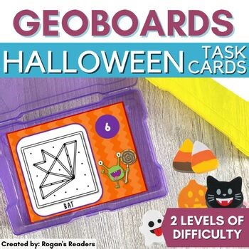 Halloween Math Centers | Geoboard Task Cards | Geometry STEM Activity with Shape