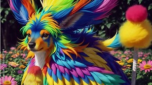 Carnival Dog. Generative AI. An animated morphing cartoonish images of a Mardi Gras dog.