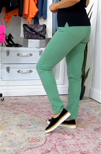 QVC model Michelle models jeans