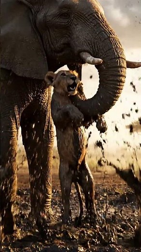 Animals Rescue : Brave Elephant Saves Baby Lion from Mud Trap