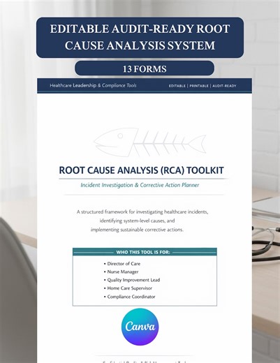 Root Cause Analysis Template for Healthcare | RCA Investigation Toolkit | Incident Management & Corrective Action Plan | Canva Editable - Etsy Canada