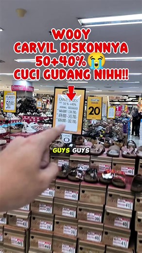 Waktunya berburu diskon besar-besaran! 🛍️🔥 Carvil lagi CUCI GUDANG dengan potongan sampai 50% EXTRA 40% 😱💥 Kesempatan langka buat dapetin sepatu dan sandal favorit dengan harga super hemat! Cocok buat dipakai sehari-hari dengan kualitas tetap oke 👍 Jangan sampai ketinggalan, stok terbatas! Yuk langsung serbu sekarang! 🚀 #Carvil #CuciGudang #DiskonBesar #SaleSepatu #BelanjaHemat