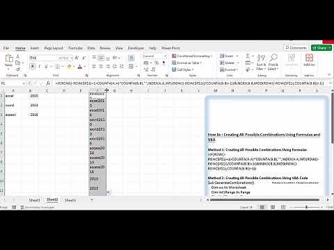Generate All Possible Combinations of Two Lists in Excel