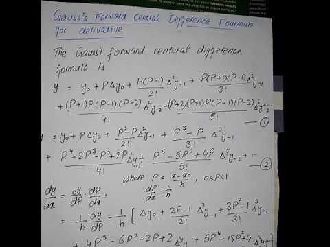 Derivation of Gauss forward difference formula for derivative (Numerival Analysis II lecture 9)