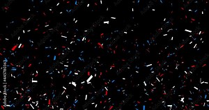 Animation of red, white and blue falling confetti on the transparent background. United States of America holiday. Video animation Ultra HD 4K