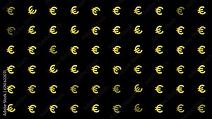euro sign money symbol in random motion in grid form on black background 4K 60 FPS Looped Motion background