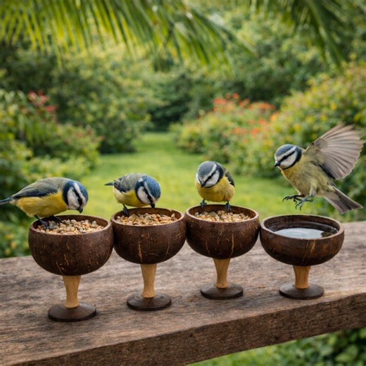 Coconut Shell Bird Feeder Bath | Water Bowl | House Sparrow | Squirrels and Birds | House Sparrow | Woodpeckers |outdoors | Indoors | 4 Nos - Etsy