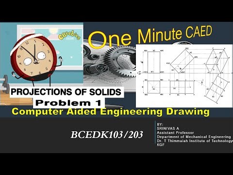 Projection of Solids 1st problem #caed Computer Aided Engineering Drawing BCEDK103/203 1st year CAED