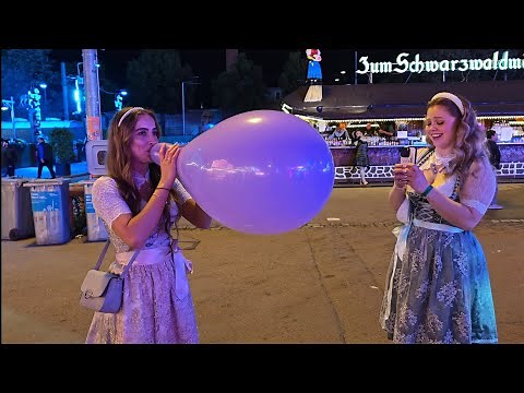 Girls Blow to Pop big balloons in public (Preview)