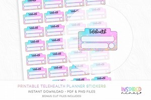 Rainbow Sparkle Telehealth Stickers - Printable Functional Planner Stickers - Etsy Australia