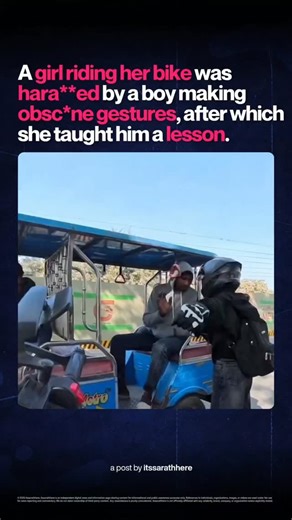 Sarath Kumar on Instagram: "A girl riding her bike was hara**ed by a boy making obsc**e gestures, after which she taught him a lesson."