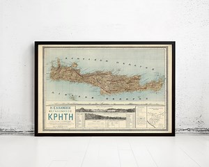 Old Map of Crete Island Greece Creta 1897 | Wall Map Print - Etsy