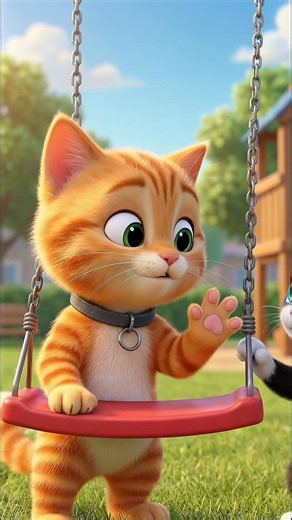 LUNA fights for the SWING! 🙀🎢 (Learning to Wait) #Cats #Shorts #Playground #funny #viral