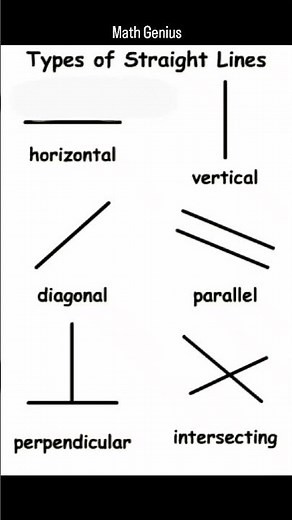 Types Of Straight Lines ( Horizontal, Vertical, Diagonal Parallel, Perpendicular,Intersecting)Math