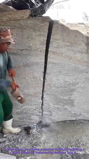 Rock Splitting: Hammering Wedges to Split Giant Stone