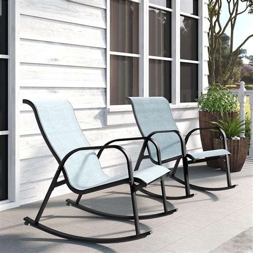 Grand Patio Modern Rocking Chair Set of 2 for Outdoor, Balcony, Terrace, Blue