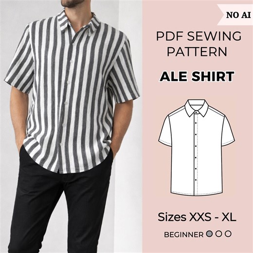 Pdf Sewing Pattern | Mens Shirt Sewing Pattern | Men's Shirt Pattern - Etsy