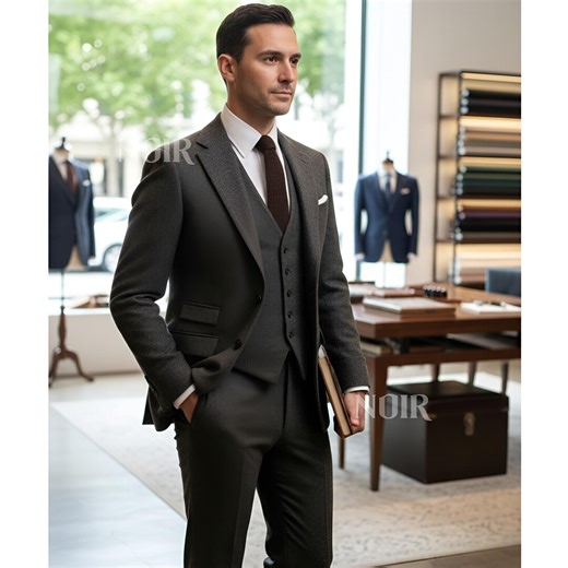 Dark Charcoal 3-piece Men’s Suit | Wool Suit Trauanzug Herren Costume Homme Elegant Groom Outfit Formal Menswear Herren Anzug - Etsy UK