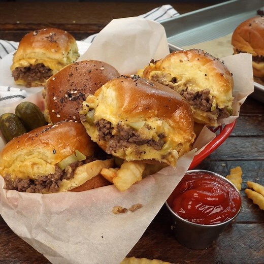 1.4M views · 2.1K reactions | Recipe=>https://butteryourbiscuit.com/chopped-cheeseburger-sliders-maid-rite/ Chopped Cheeseburger Sliders have a flavorful loose meat mixture, with chopped dill pickles, cheese, and creamy sriracha mayonnaise. | Butter Your Biscuit | Facebook