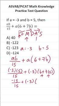 Evaluating Expressions: ASVAB/PiCAT Math Knowledge Practice Test Q #acetheasvab w/ #grammarhero