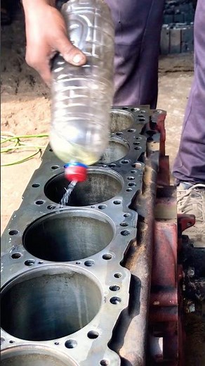 Engine Block Polishing and Refinishing for Six Cylinder Diesel Engines #shortfeed #engineblock