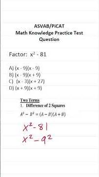 Factoring: ASVAB/PiCAT Math Knowledge Practice Test Question #acetheasvab with #grammarhero #afqt