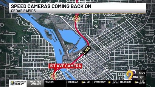 Iowa DOT approves 2 speed cameras to turn back on in Cedar Rapids