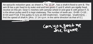 An epicyclic reduction gear, as shown in Fig. 13.38 , has a sha... | Filo