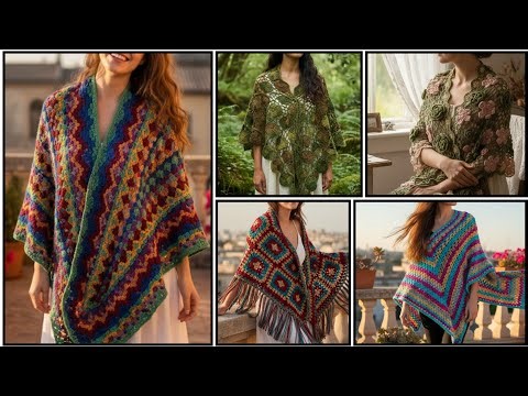 Colorful Bohemian Crochet Shawl | Handmade Cozy Poncho Design#handcrafted #knittig #fashion