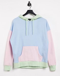 New Look colour block hoodie in multi pastel | ASOS