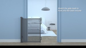 Retractable Safety Baby Gate or Mesh Dog Gate,Durable Portable Mesh Retractable Gate,Easy to Use for Stairs, Doorways, Hallways, Indoor, Outdoor, 33.5" Tall, Up to 45" Wide, Gray