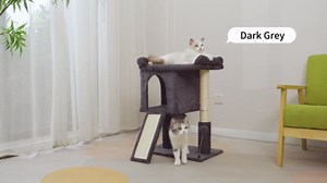 Pink Cat Tree Tower for Large Cats with Large Top Bed 20x13.8”Private Cat Condo,Sisal Scratching Post and Ramp and Self Groomer and Spring Ball-Pink