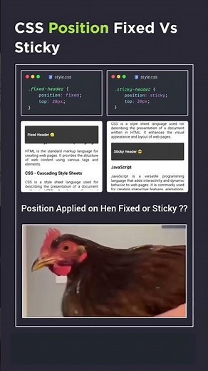 CSS Position Sticky and Fixed 😎🥳position: fixed and position: sticky are CSS positioning properties.
