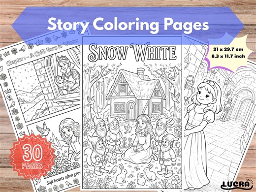 Snow White Coloring Pages | 30-page Fairy Tale Story (A4 Printable PDF) - Etsy