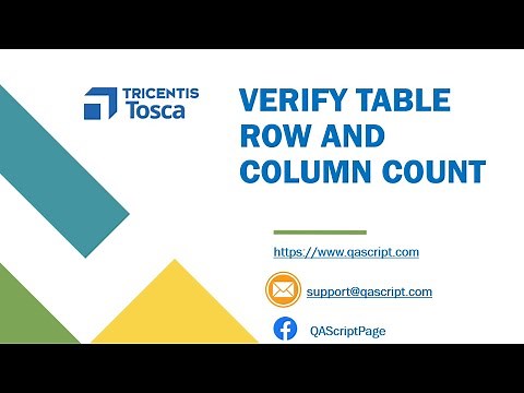 Tosca Tutorial | Lesson 46 - Verify Row and Column Count of a Web Table | Table Controls |