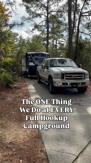 Matt & Laurie - Work Camping | RV Living on Instagram: "RV TIP! What’s the ONE thing we do at EVERY full hookup campground?? We fill our fresh tank with water even though we’re hooked up to water. Why? We were at an RV resort and suddenly had no water. We figured it was an issue with something in the RV (because let’s be real, isn’t that usually what it is??? 😂) so we did some quick troubleshooting but then found there was no water at the spigot. This was on a Friday evening so we reported it a