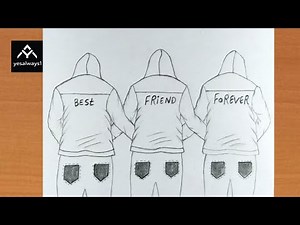 How to draw boy backside drawing | best friends Drawing | Easy BFF drawing for beginners boy drawing