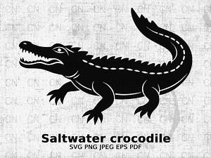 Saltwater Crocodile Svg Png Jpeg Dxf, Vector Cutting Files for Silhouette Cameo, Scanncut, for Commercial Use, Instant Download, Clipart - Etsy
