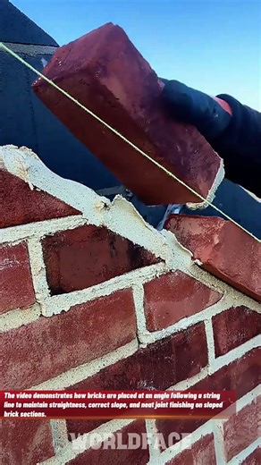 Perfect Sloped Brickwork Using String Line | Advanced Masonry Detail