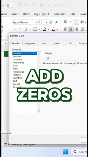 Excel Trick Add Leading Zeros #exceltips #exceltricks #explore